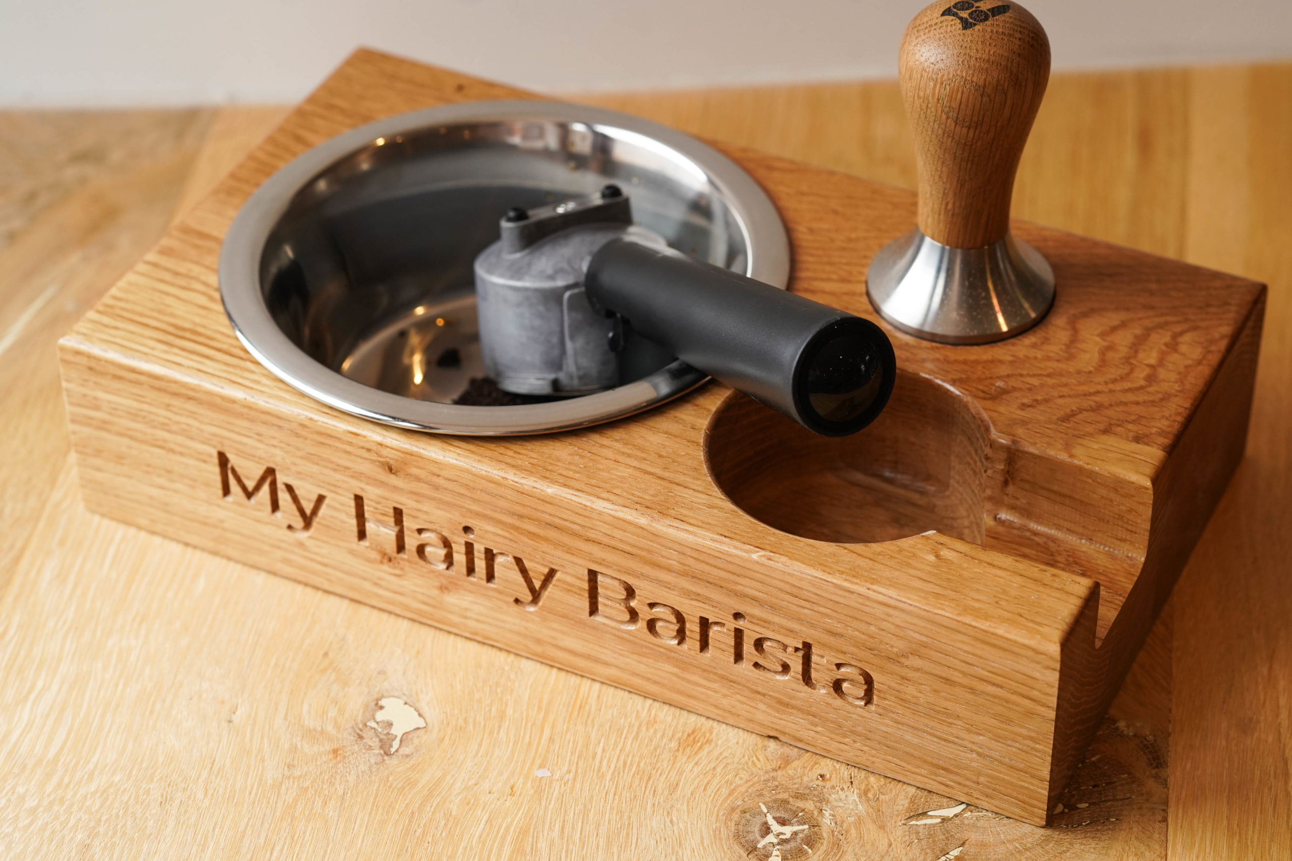 Coffee Tamper Station with Knock Box | Wood, Metal & Painted ...